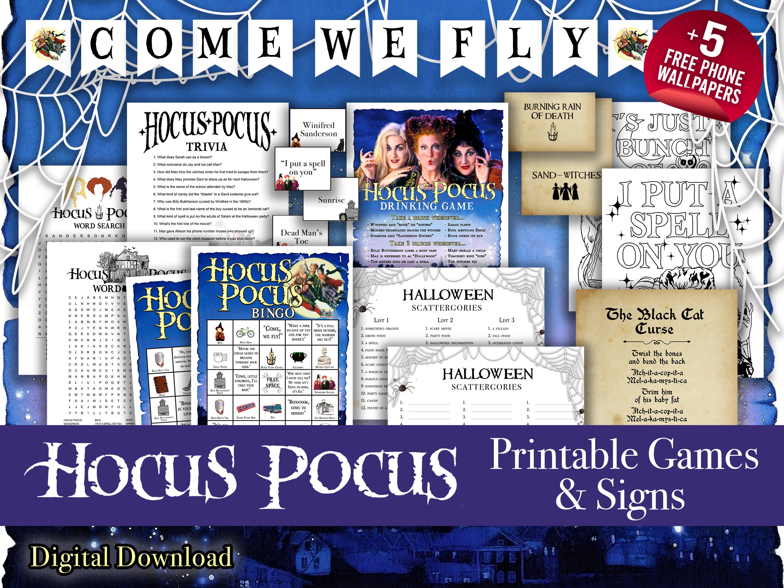Hocus Pocus Party Printable Halloween Games, Printable Hocus Pocus ...