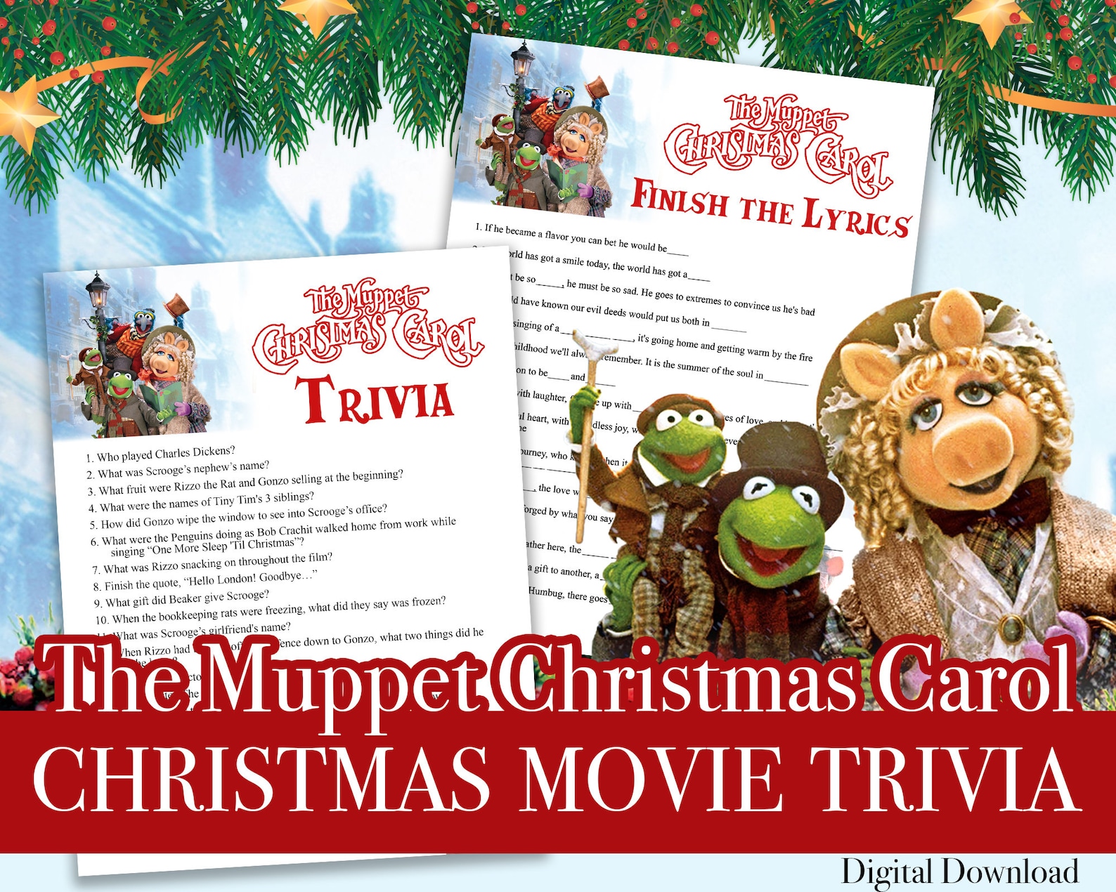 Muppet Christmas Trivia Printable Christmas Games, Muppet Christmas ...