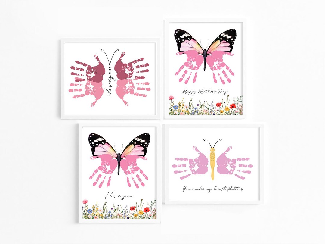5 Butterfly Handprint Mothers Day Art Keepsake, Wildflower Mothers Day ...