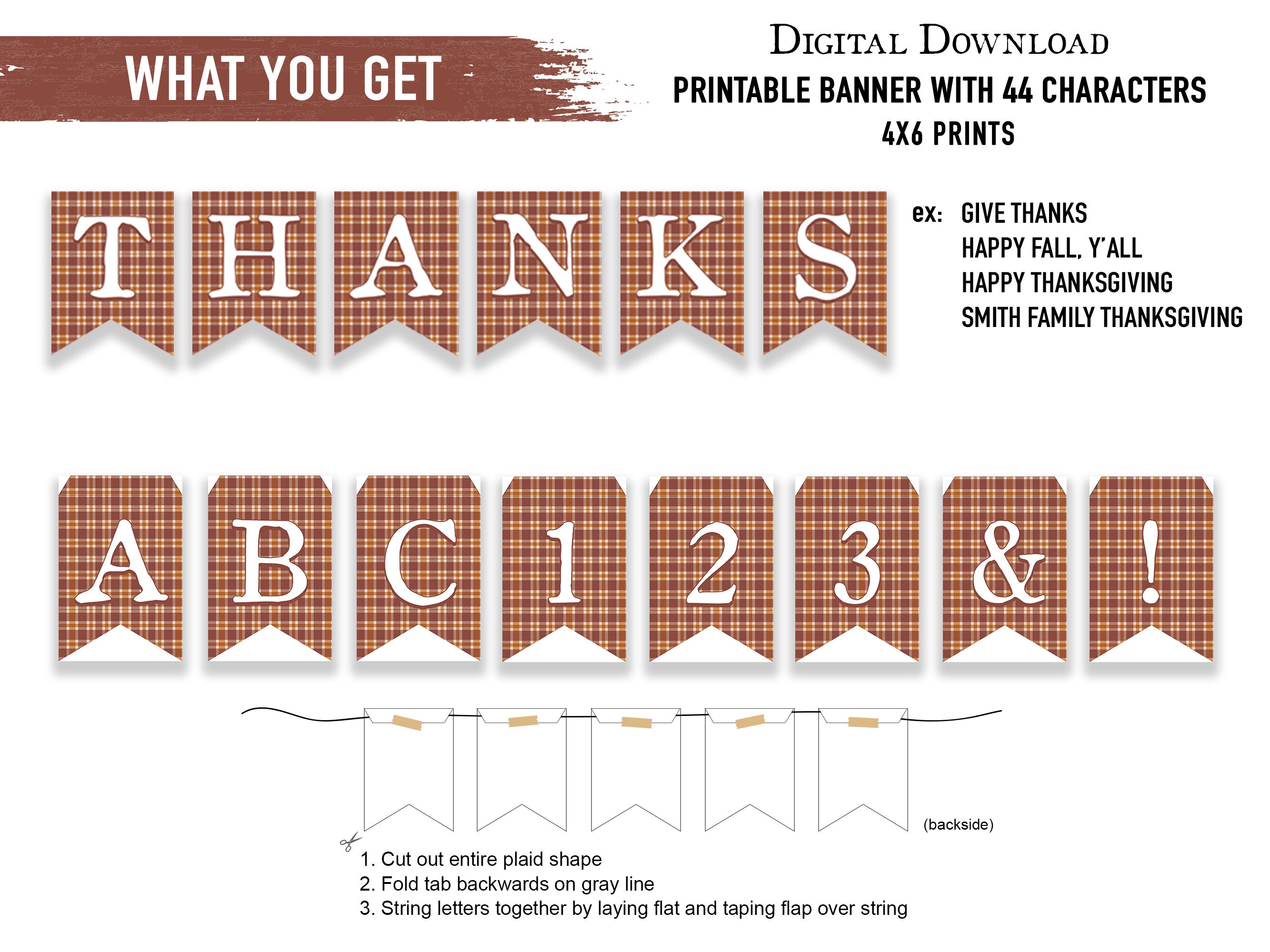 Printable Fall Banner Thanksgiving Decorations, Fall Thanksgiving ...