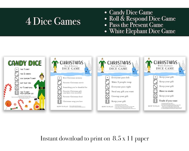 Elf Christmas Games Printable Elf Movie Christmas Party Games, Elf ...