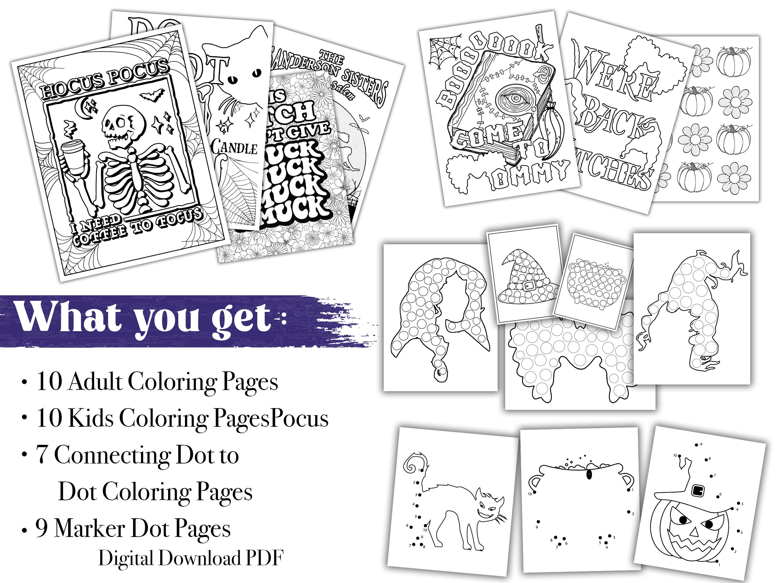 Hocus Pocus Printable Coloring Pages, Halloween Coloring Pages for Kids ...