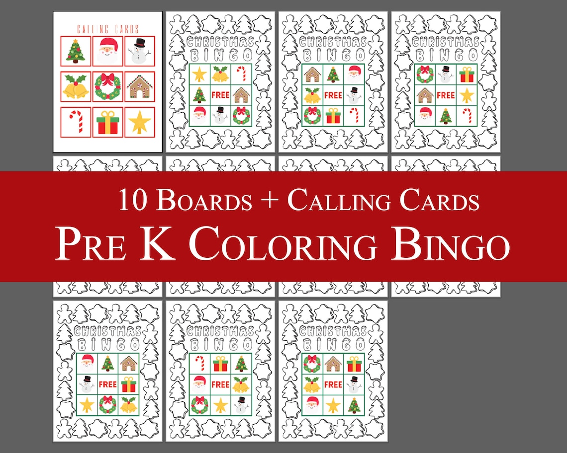 Christmas Bingo Kids Coloring Pages Printable, Fun Christmas Games ...