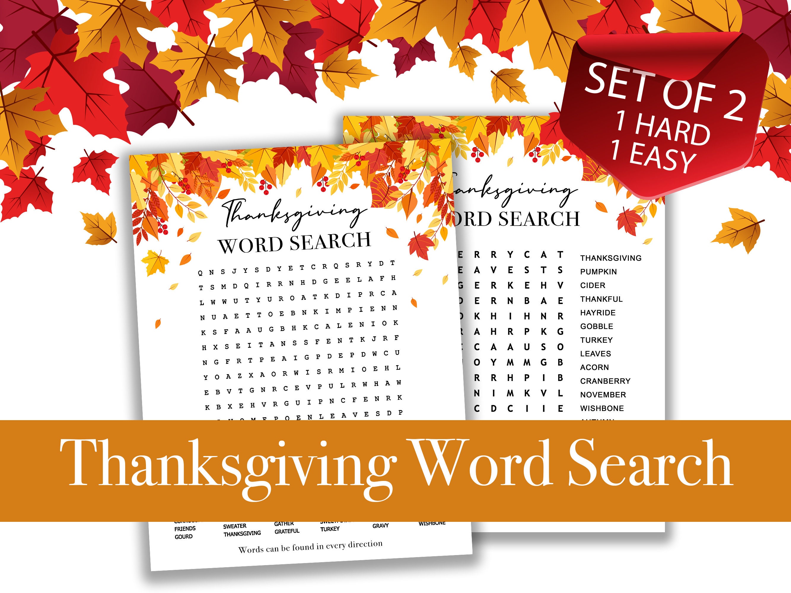 Thanksgiving Word Search Printable Thanksgiving Games Hard - Etsy