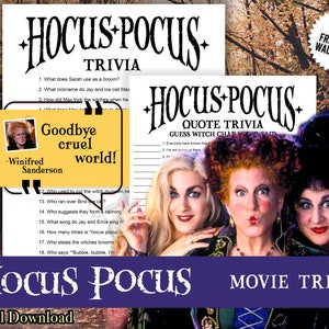 Hocus Pocus Trivia Printable Halloween Game, Hocus Pocus Quotes ...