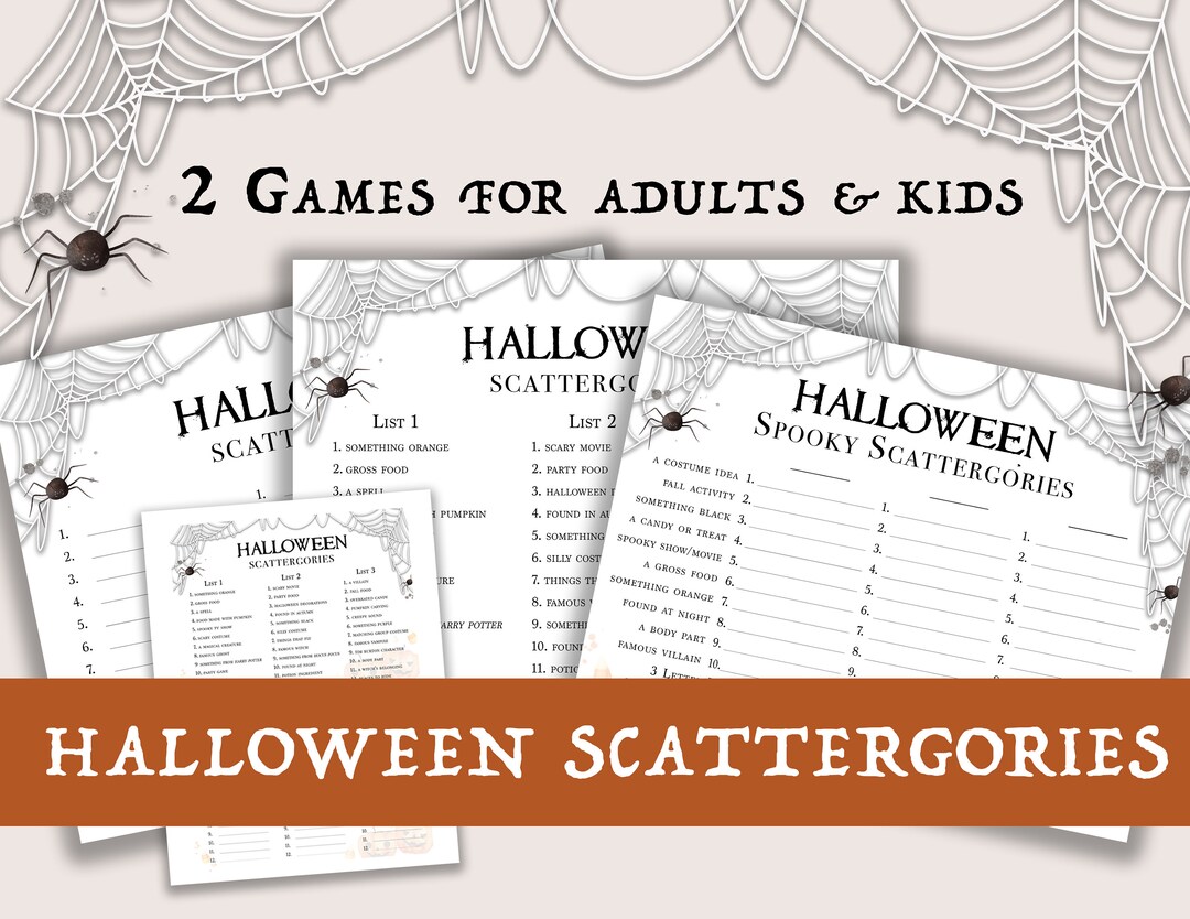 Halloween Scattergories Printable Halloween Games for Kids & Adults ...