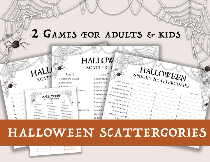 Halloween Scattergories Printable Halloween Games for Kids & Adults ...