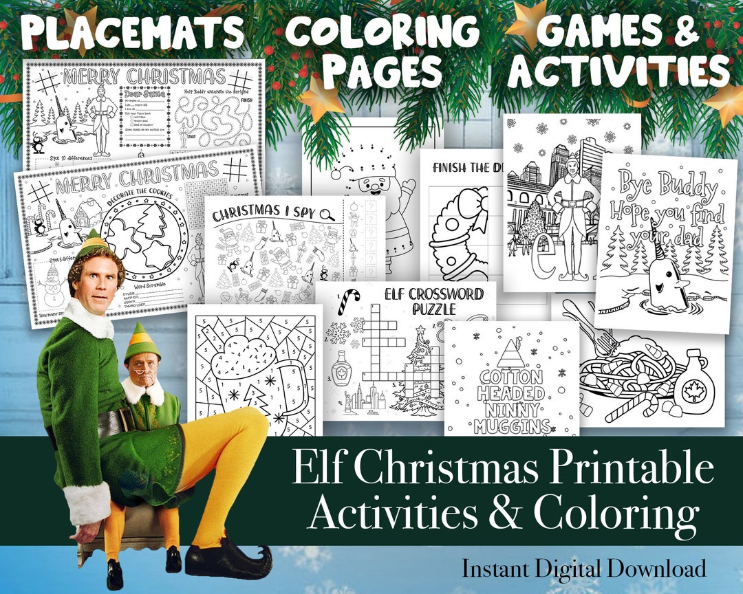 Elf Christmas Coloring Pages Printable Elf Quotes Christmas - Etsy