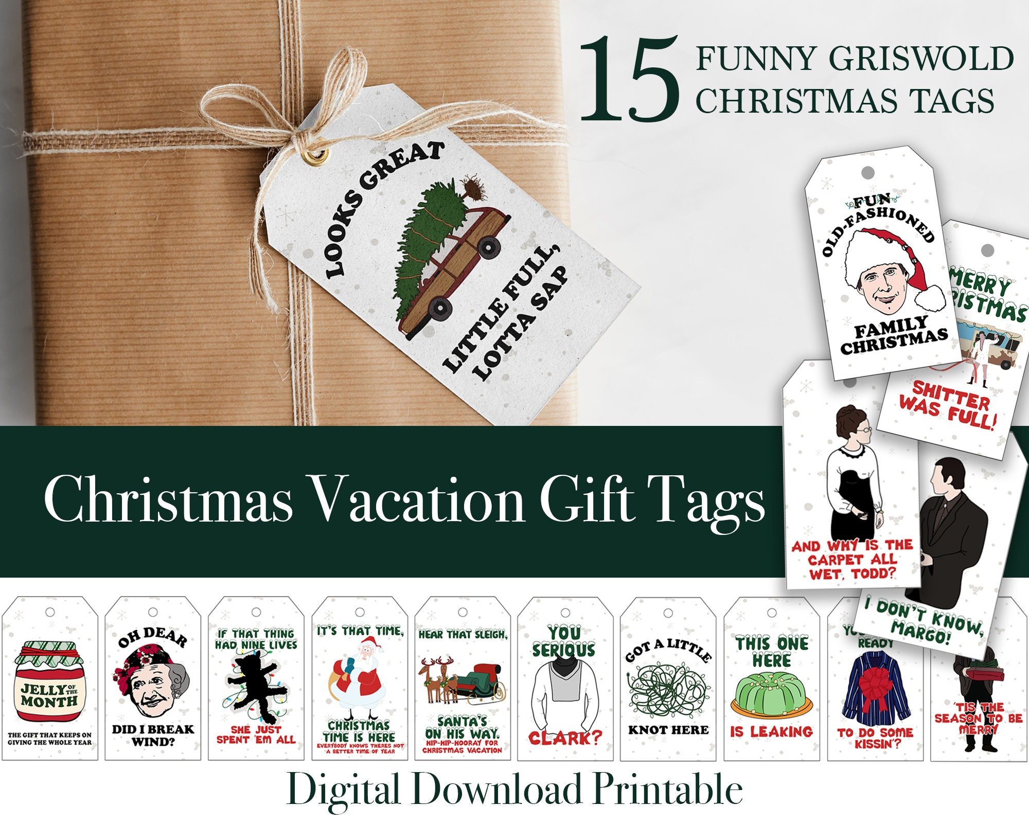 Christmas Vacation Quotes Gift Tags Printable Christmas Tags, Funny ...