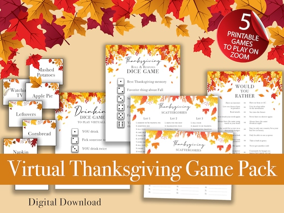 Zoom Thanksgiving Game Pack 5 Virtual Games Scattergories | Etsy