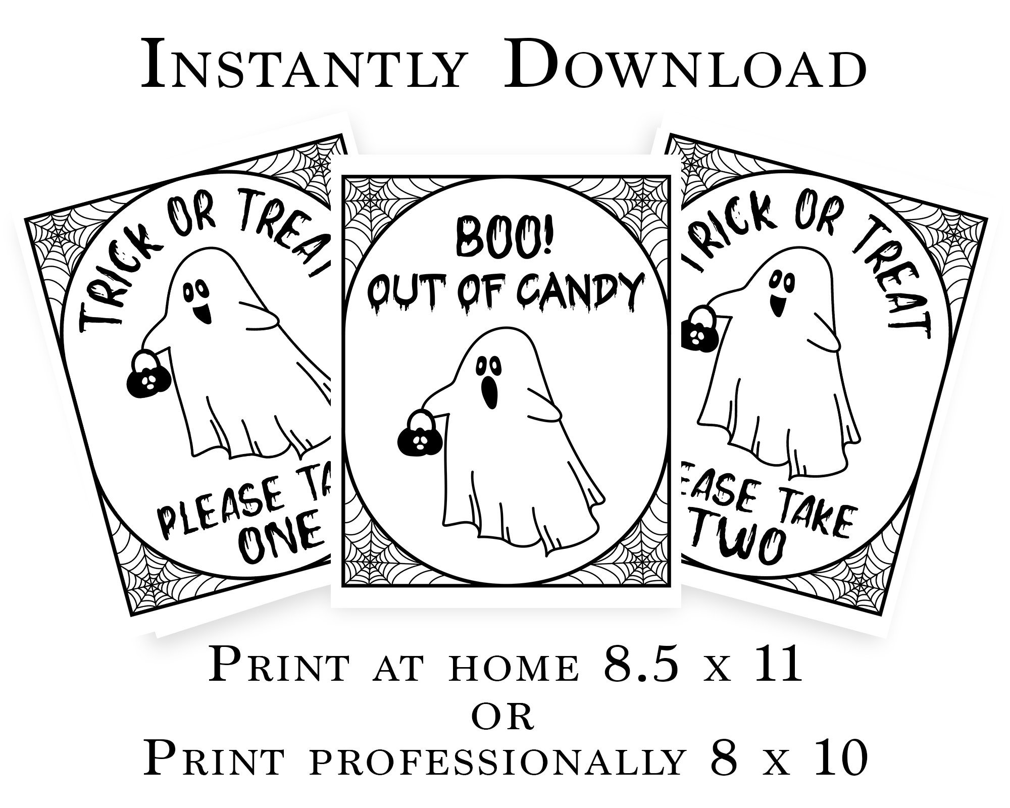 BOO Trick or Treat Sign Printable Halloween Candy Sign Ghost - Etsy