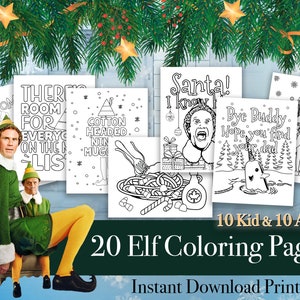 Elf Christmas Coloring Pages Printable Elf Coloring Page Bundle, Buddy ...