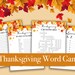 4 Festive Thanksgiving Word Games, Crossword Puzzle, Word Scramble, 2 ...