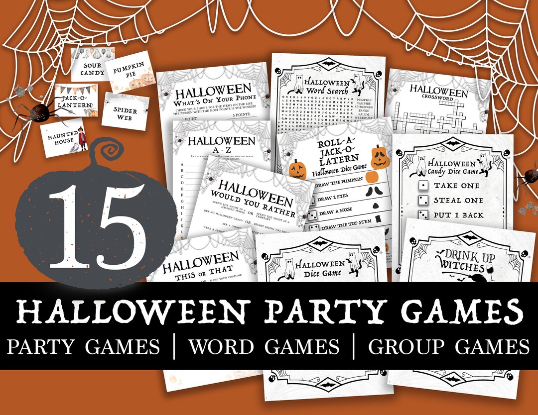 15 Halloween Games Bundle, Printable Halloween Party Games, Fun ...