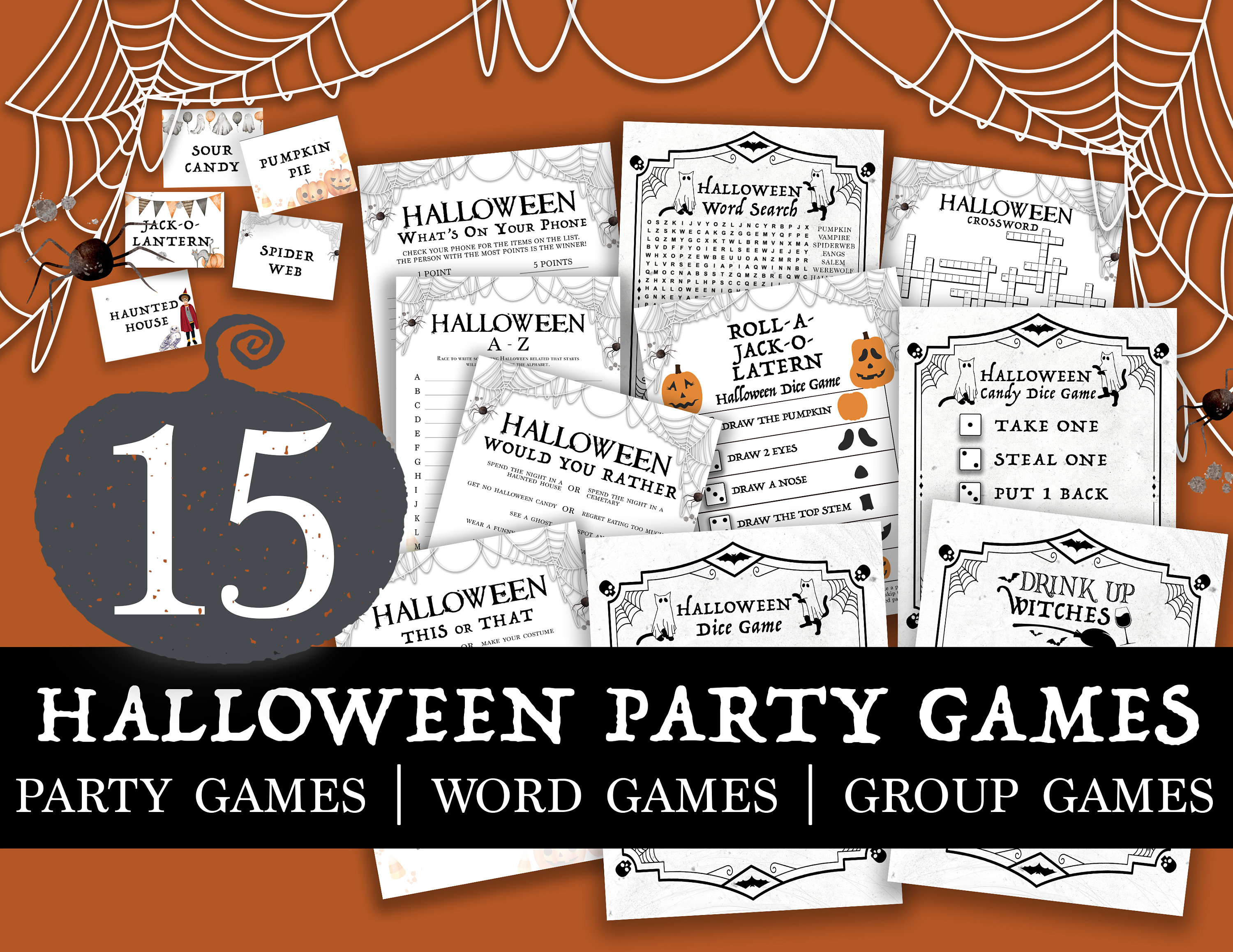 15 Halloween Games Bundle, Printable Halloween Party Games, Fun ...