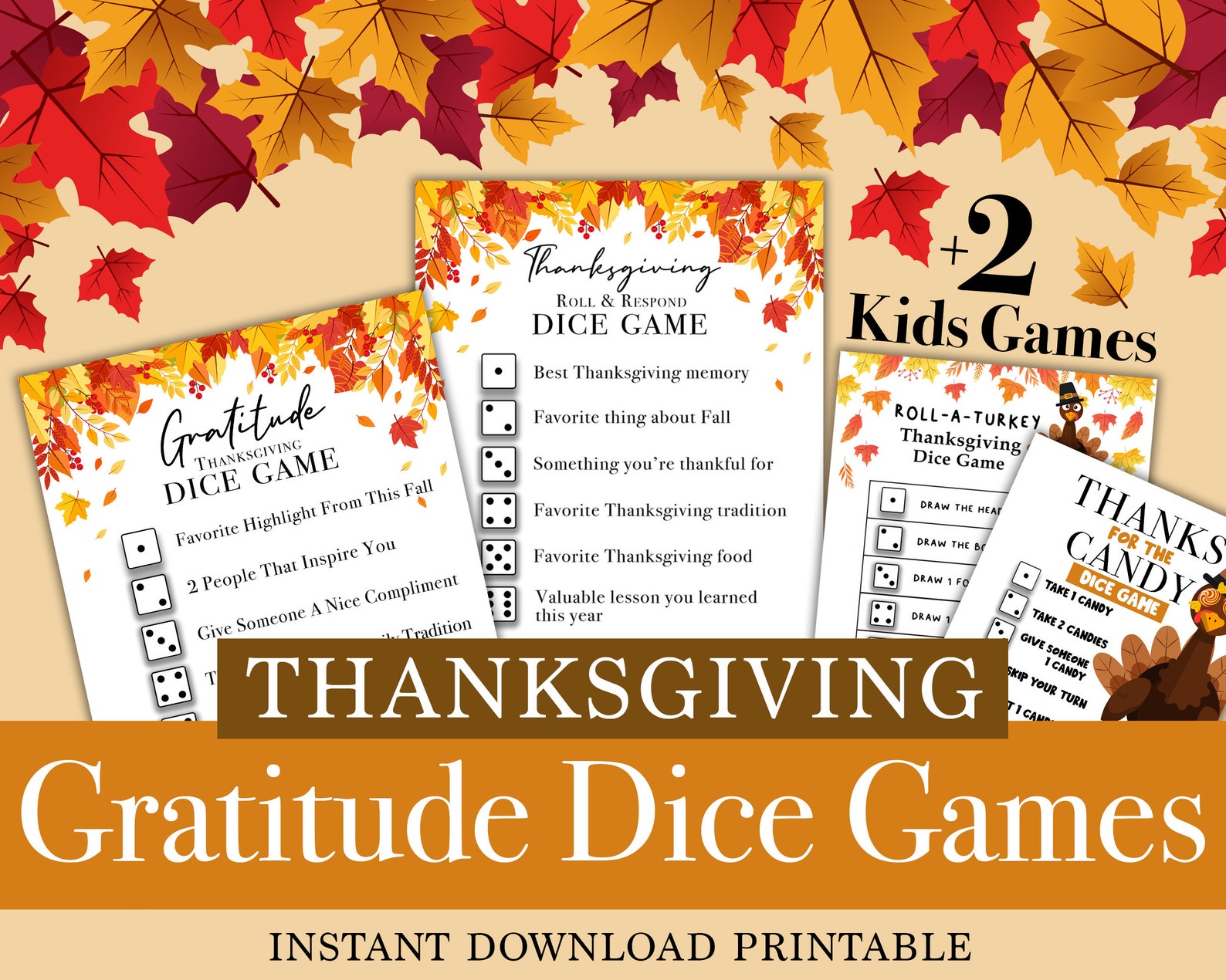 Printable Thanksgiving Gratitude Dice Games, Thanksgiving Gratitude ...