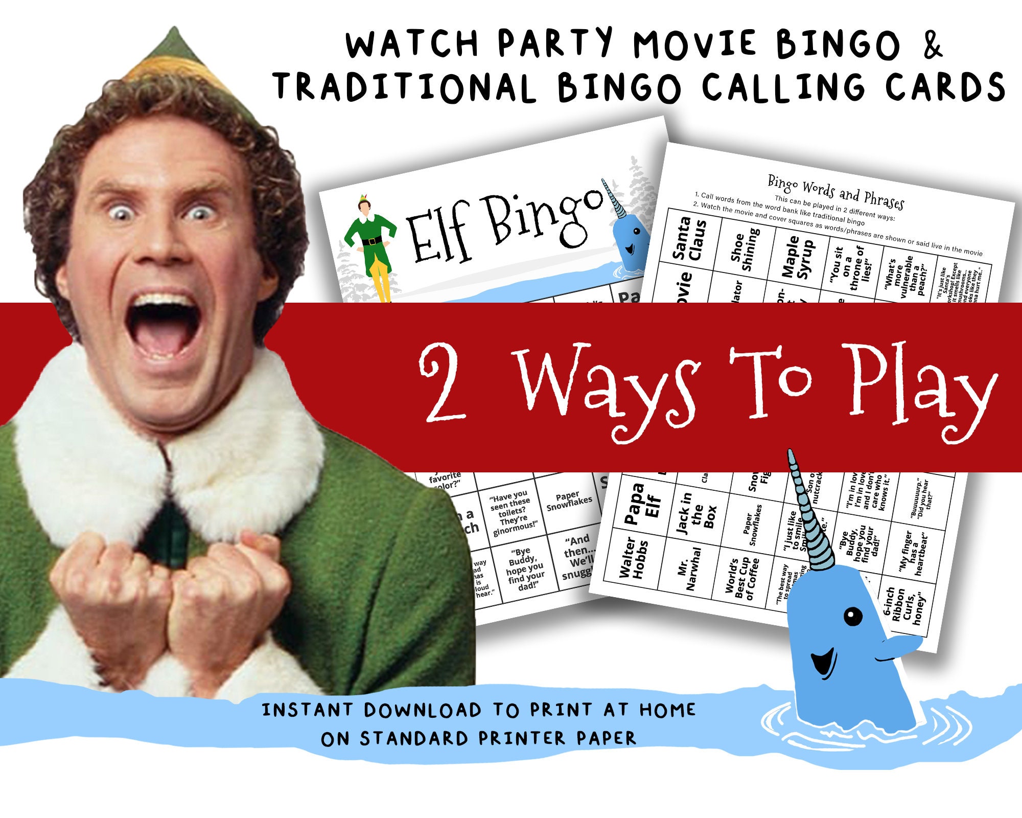 Christmas Movie Bingo Printable Christmas Games, Printable Christmas ...