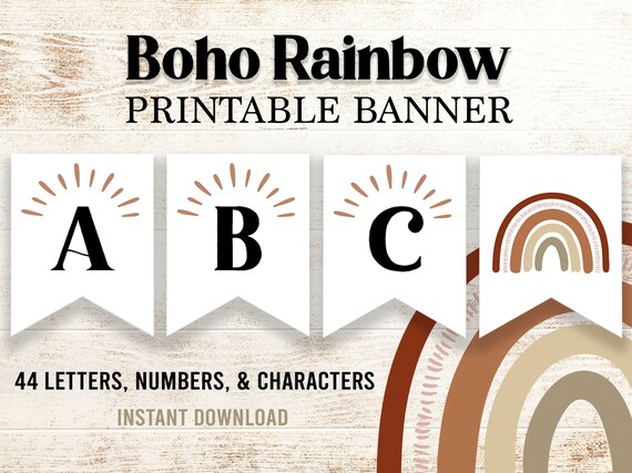 Printable Boho Rainbow Banner Printable Custom Paper Bunting - Etsy