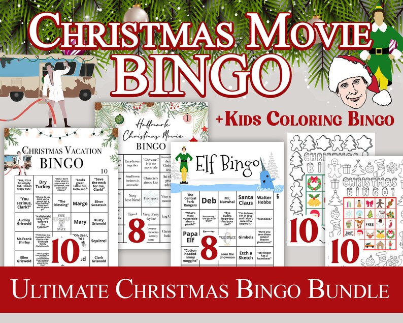 Christmas Movie Bingo Printable Christmas Games, Printable Christmas ...