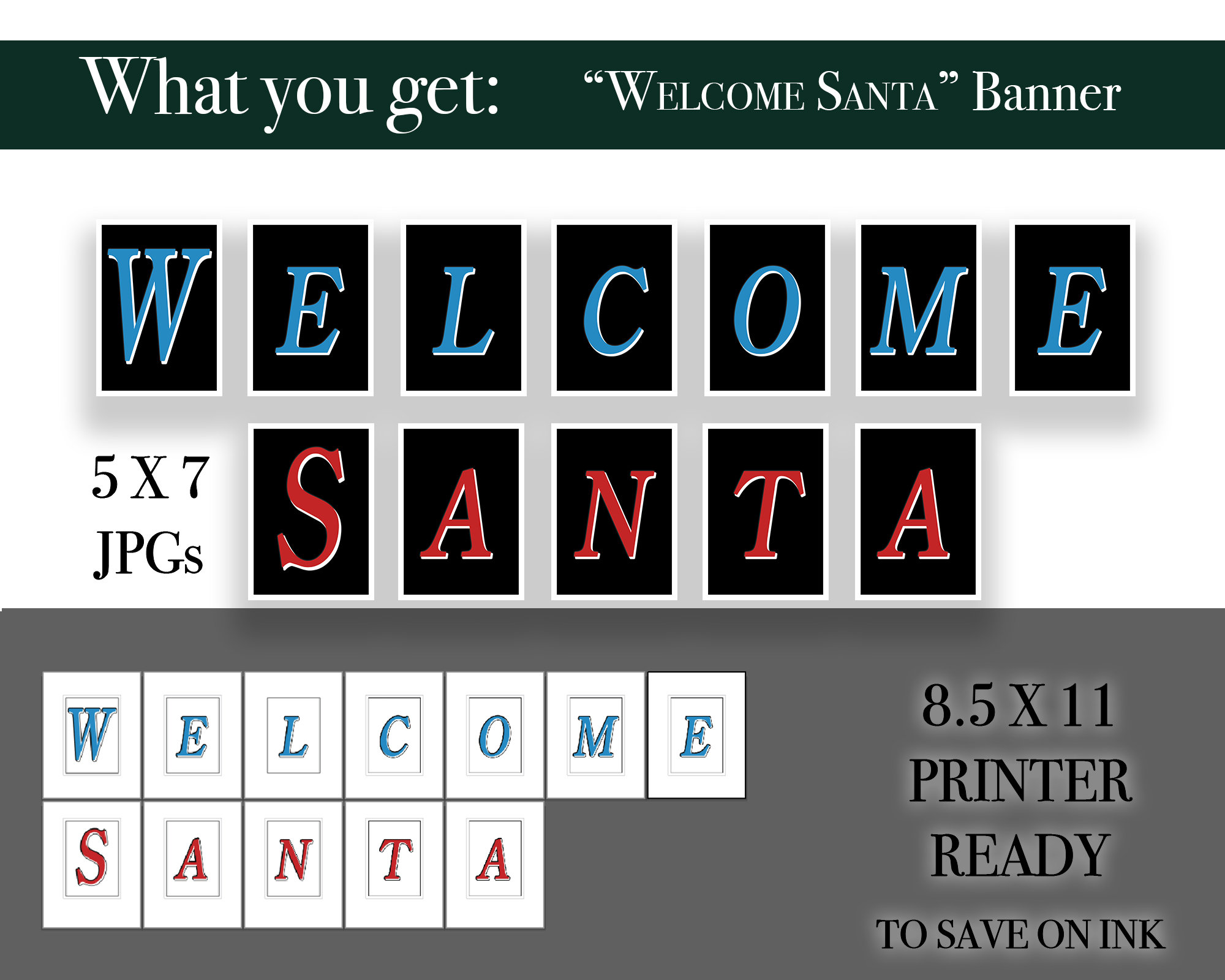 Elf Printable Christmas Banner Welcome Santa Sign, Elf Decorations ...