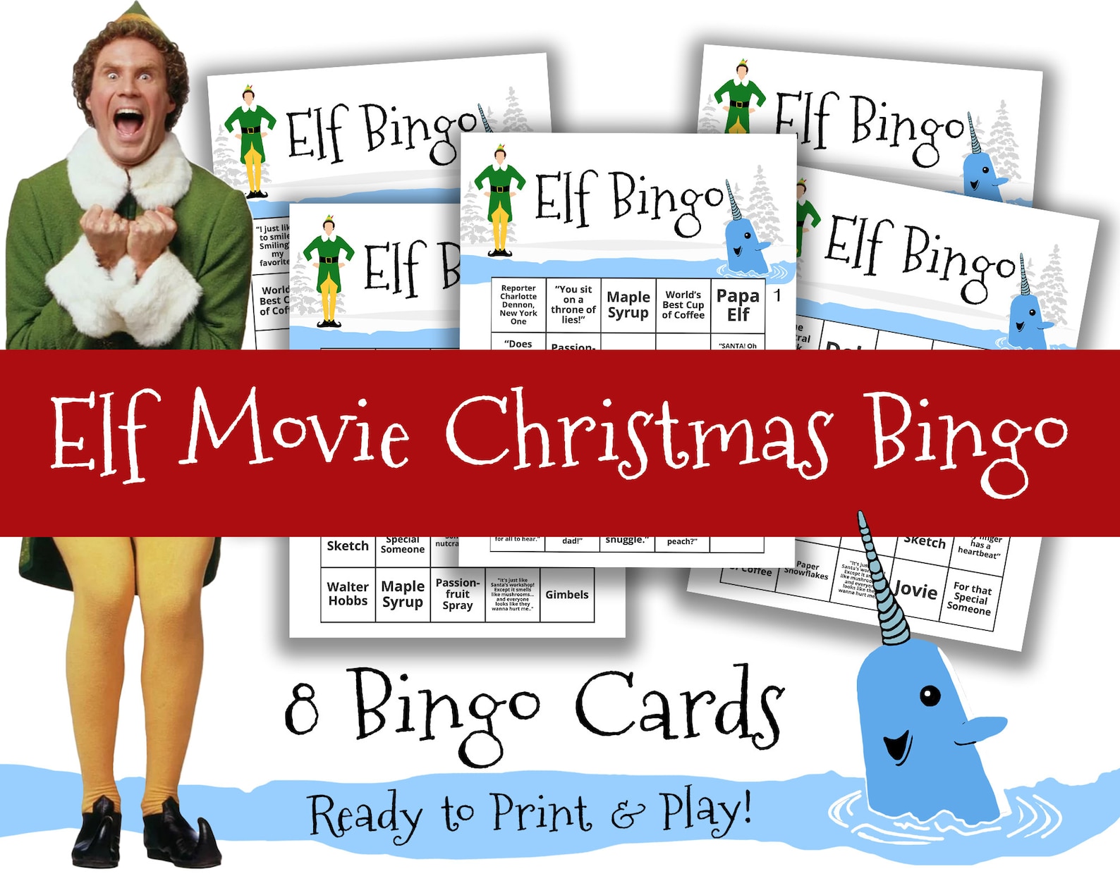 Elf Movie Christmas Bingo Printable, Buddy the Elf Christmas Bingo for ...