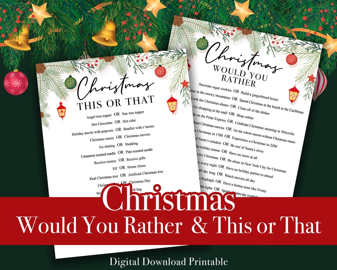 Christmas Would You Rather This or That Christmas Games Printable ...