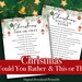 Christmas Would You Rather This or That Christmas Games Printable ...