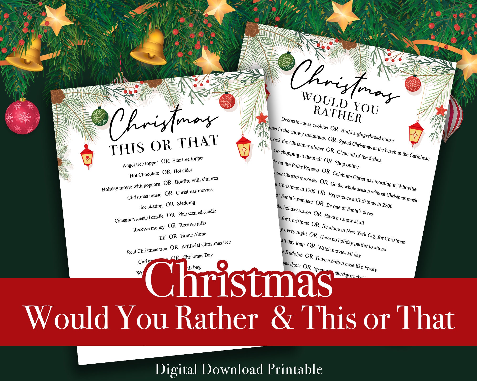 Christmas Would You Rather This or That Christmas Games Printable ...