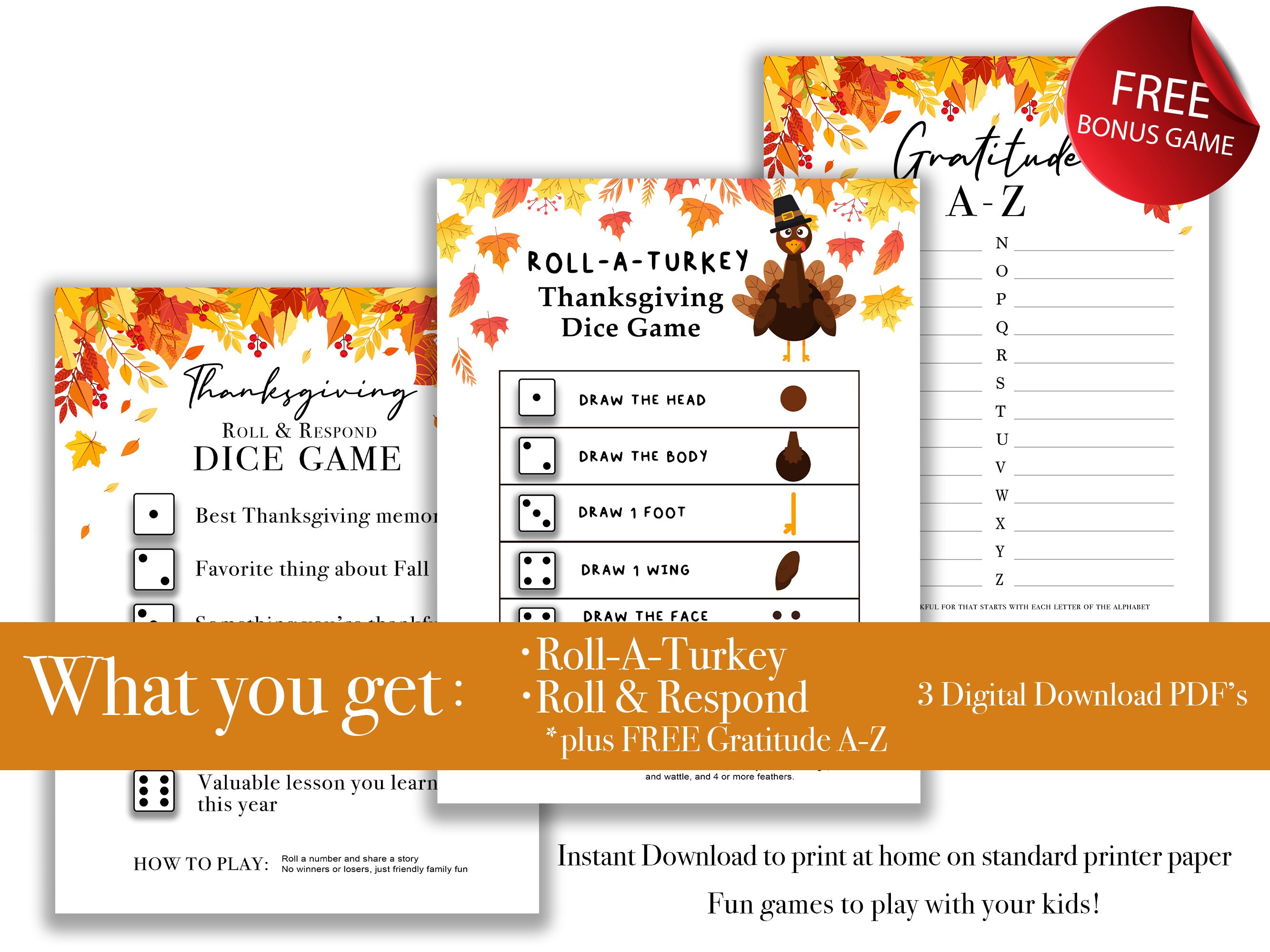 Fun Thanksgiving Games Printable Dice Gratitude Game, Thanksgiving Roll ...