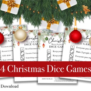 4 Christmas Dice Game Instant Download Printable Christmas Gift ...