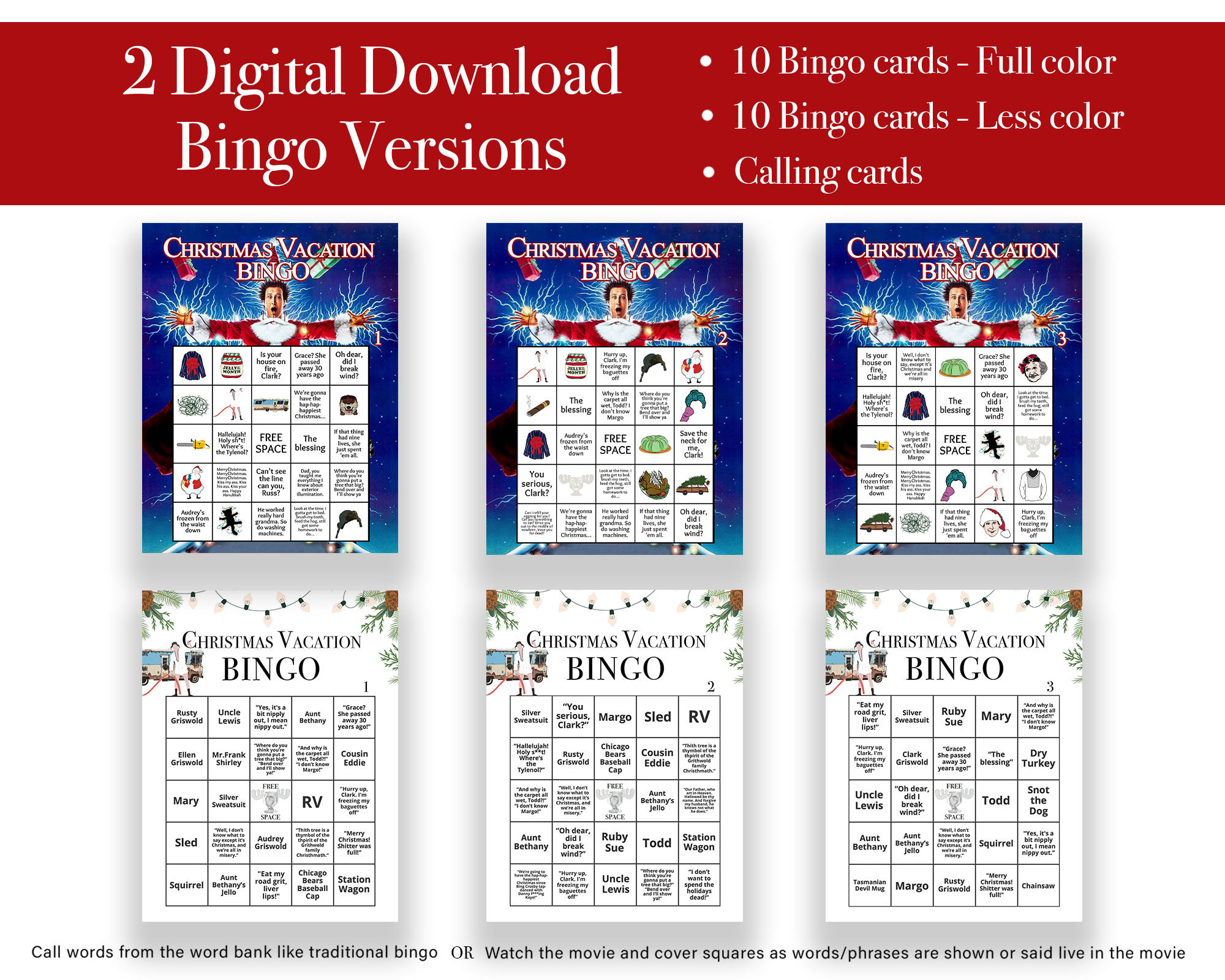 Christmas Movie Bingo Printable Christmas Games, Printable Christmas ...