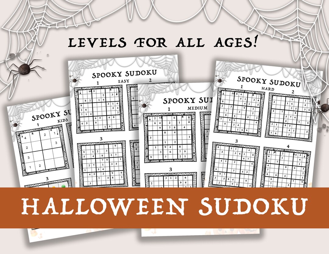 Halloween Sudoku Printable Halloween Activities for Kids and Adults, 4 ...