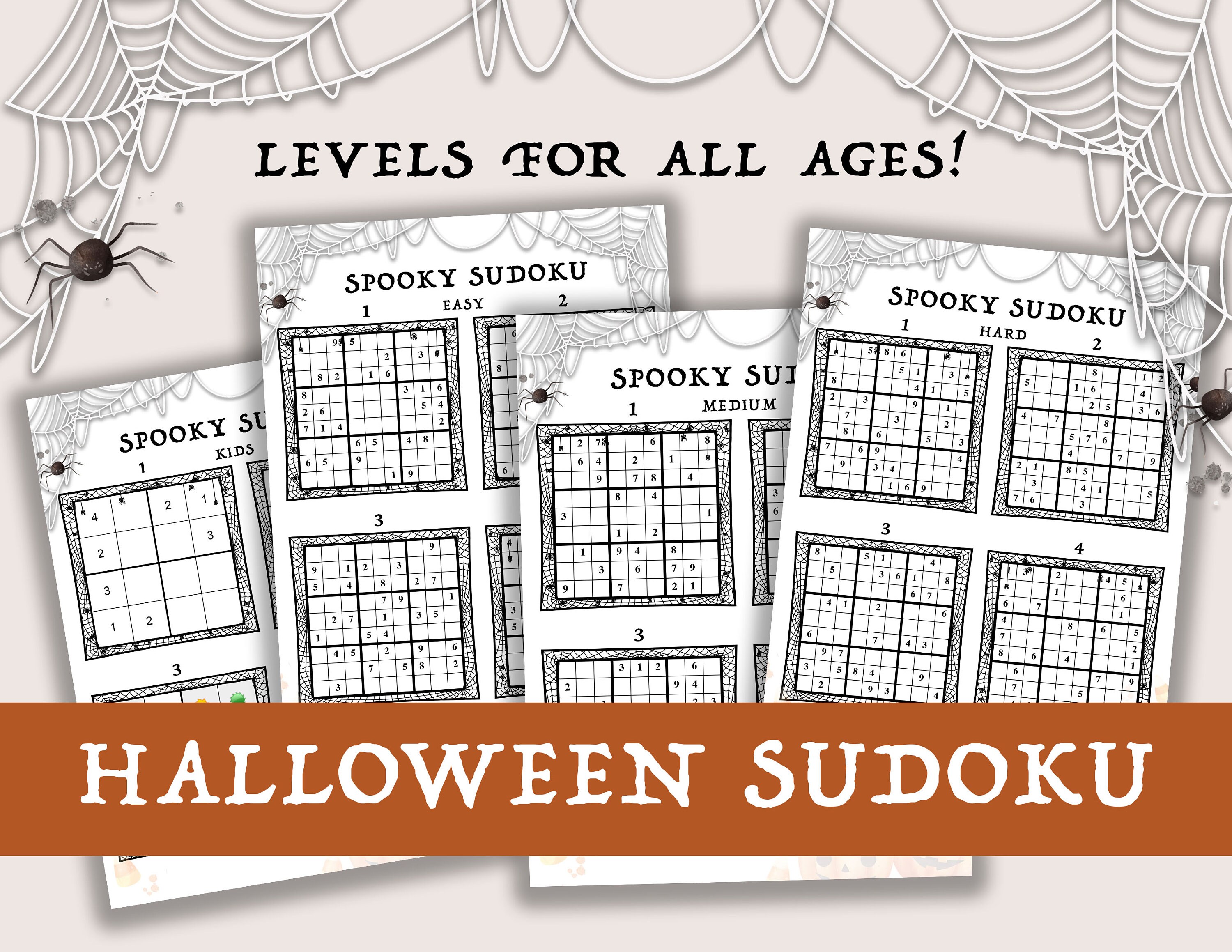 Halloween Sudoku Printable Halloween Activities for Kids and Adults, 4 ...