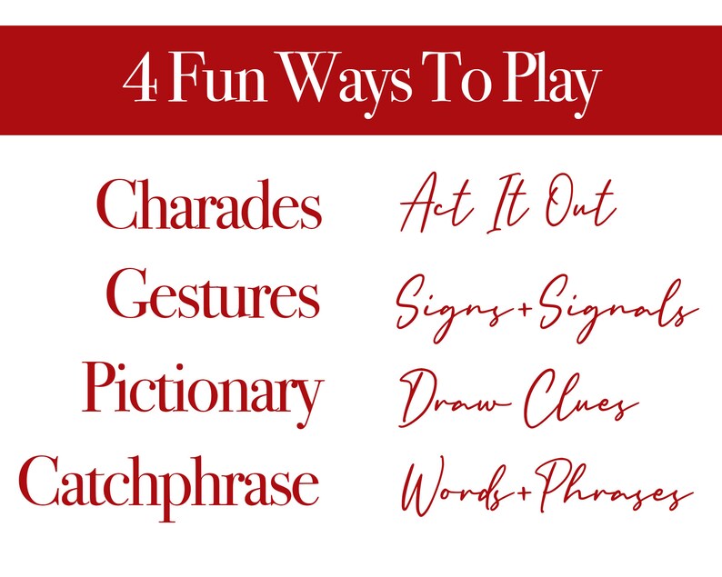 Christmas Charades Printable Christmas Games, Christmas Pictionary ...
