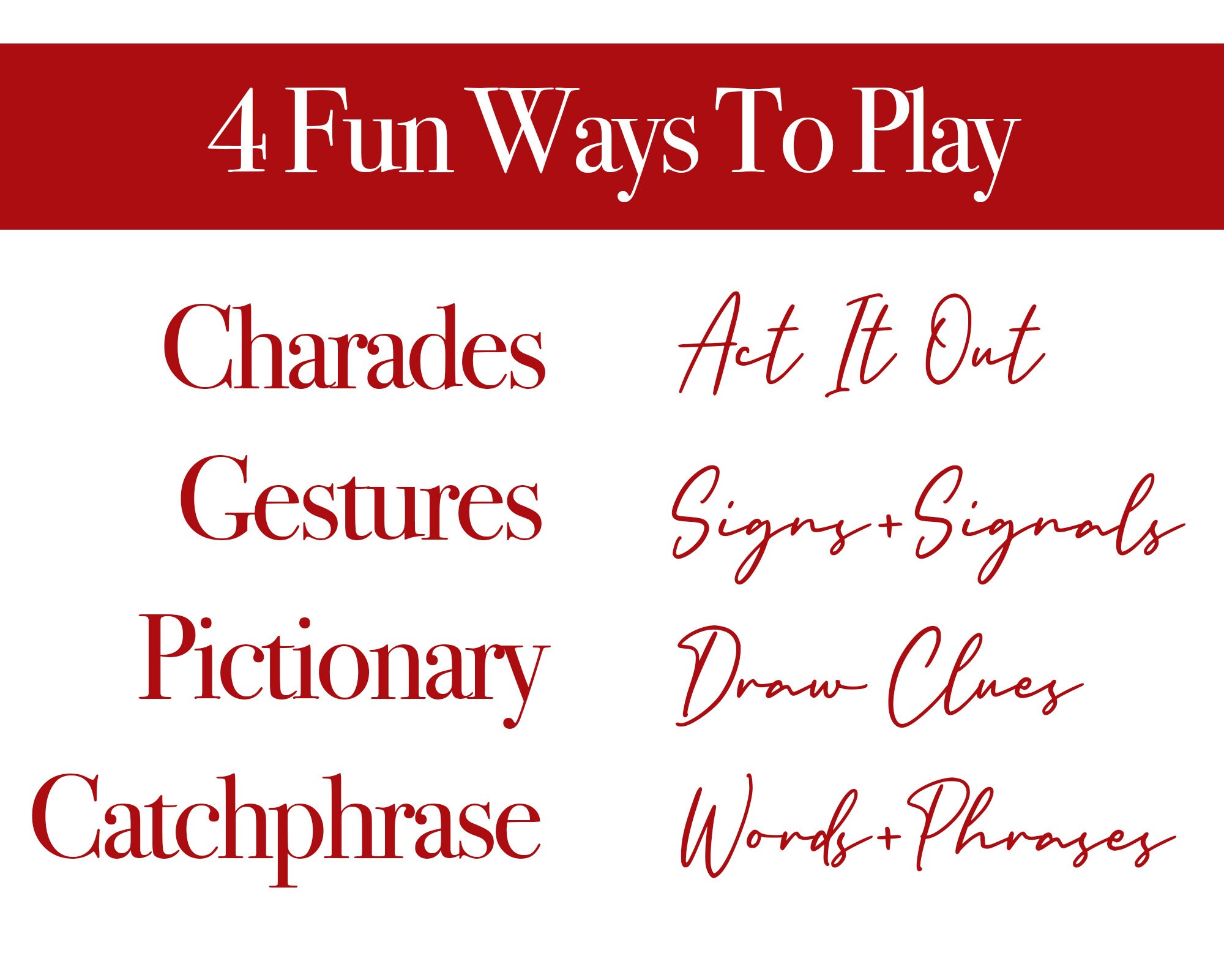Christmas Charades Printable Christmas Games, Christmas Pictionary ...