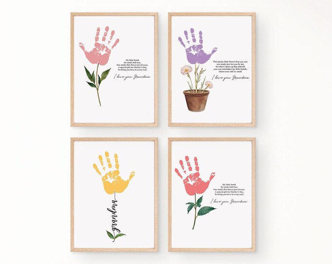 Grandma Mother's Day Handprint Art Poem, Grandma Handprint Mother's Day ...