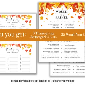 Zoom Thanksgiving Game Pack, 5 Virtual Games, Scattergories ...