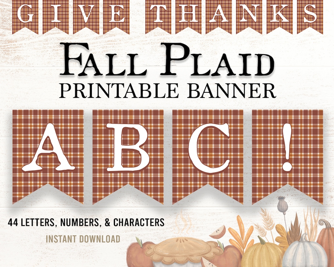 Printable Fall Banner Thanksgiving Decorations, Fall Thanksgiving ...