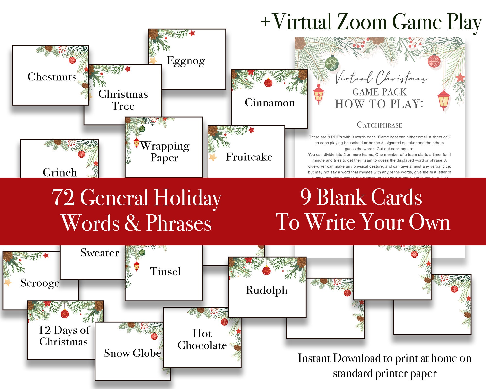 Christmas Charades Printable Christmas Games, Christmas Pictionary ...