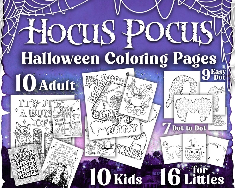 Hocus Pocus Printable Coloring Pages, Halloween Coloring Pages for Kids ...