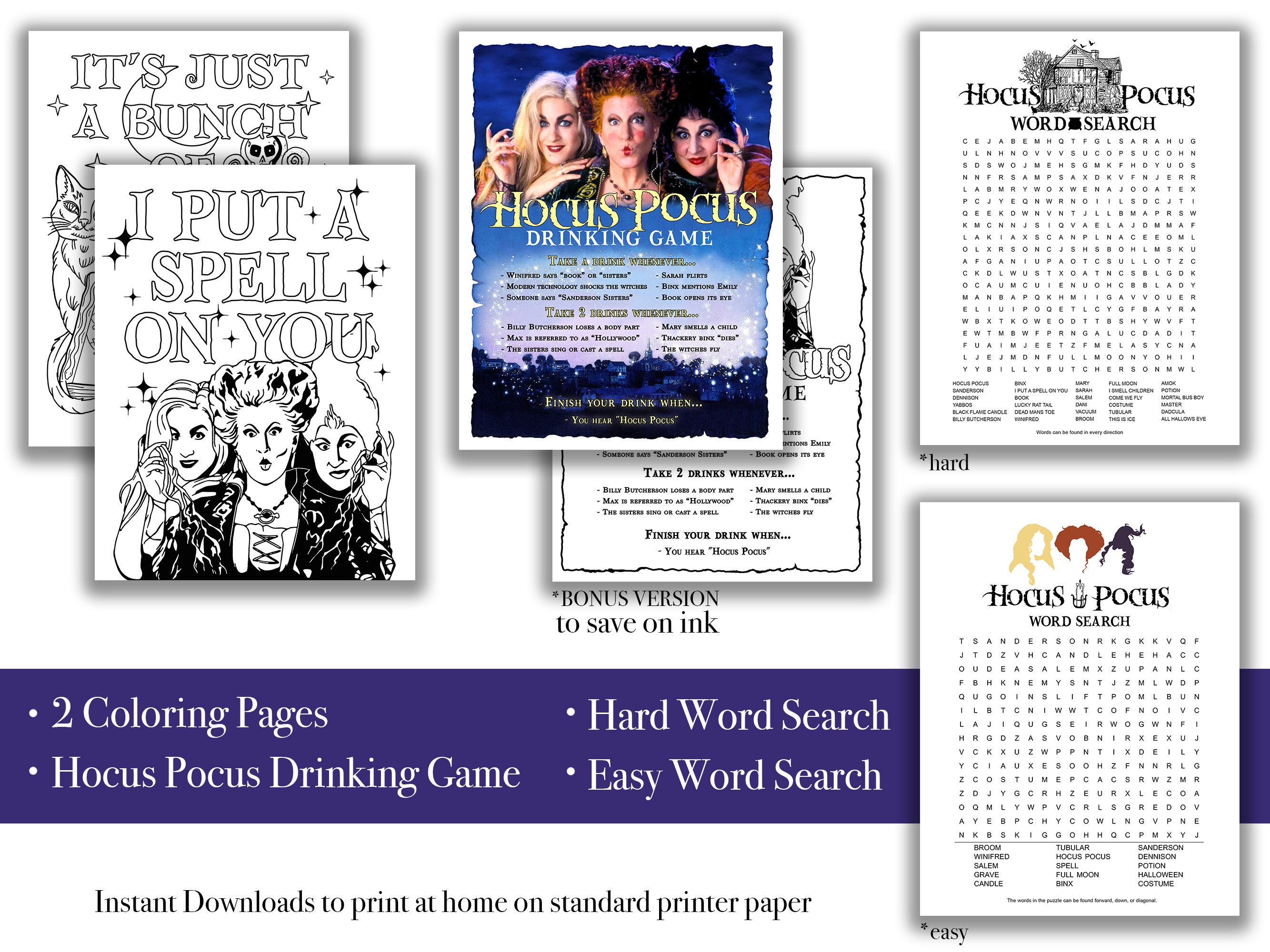 Hocus Pocus Party Printable Halloween Games, Printable Hocus Pocus ...