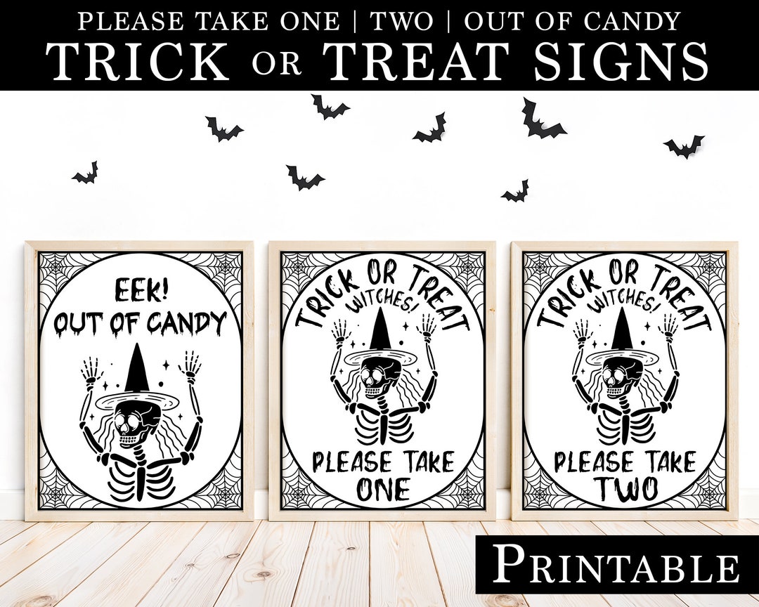 Witchy Trick or Treat Sign Printable Halloween Candy Sign, Please Take ...