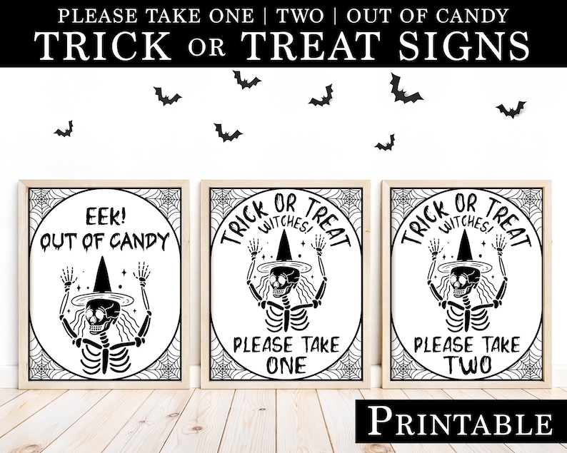 Witchy Trick or Treat Sign Printable Halloween Candy Sign, Please Take ...