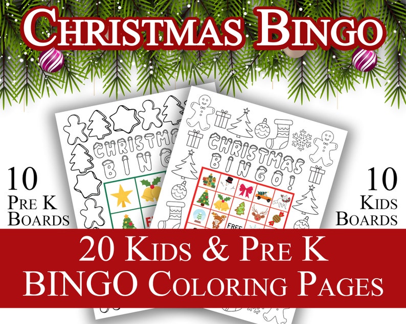 Christmas Bingo Kids Coloring Pages Printable, Fun Christmas Games ...