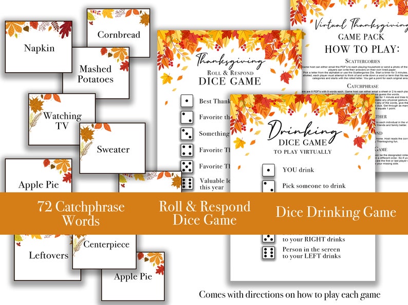 Zoom Thanksgiving Game Pack, 5 Virtual Games, Scattergories ...