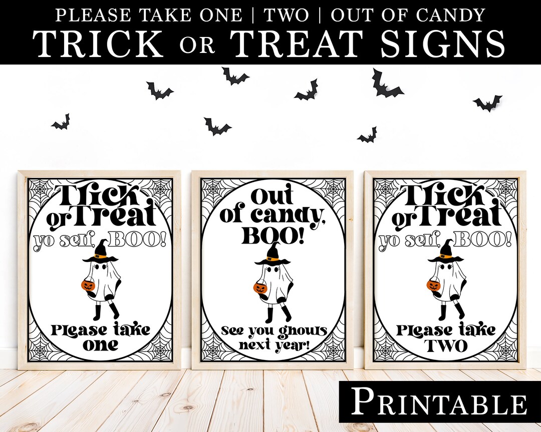 Cute Trick or Treat Ghost Please Take One Sign Printable Candy Bowl ...