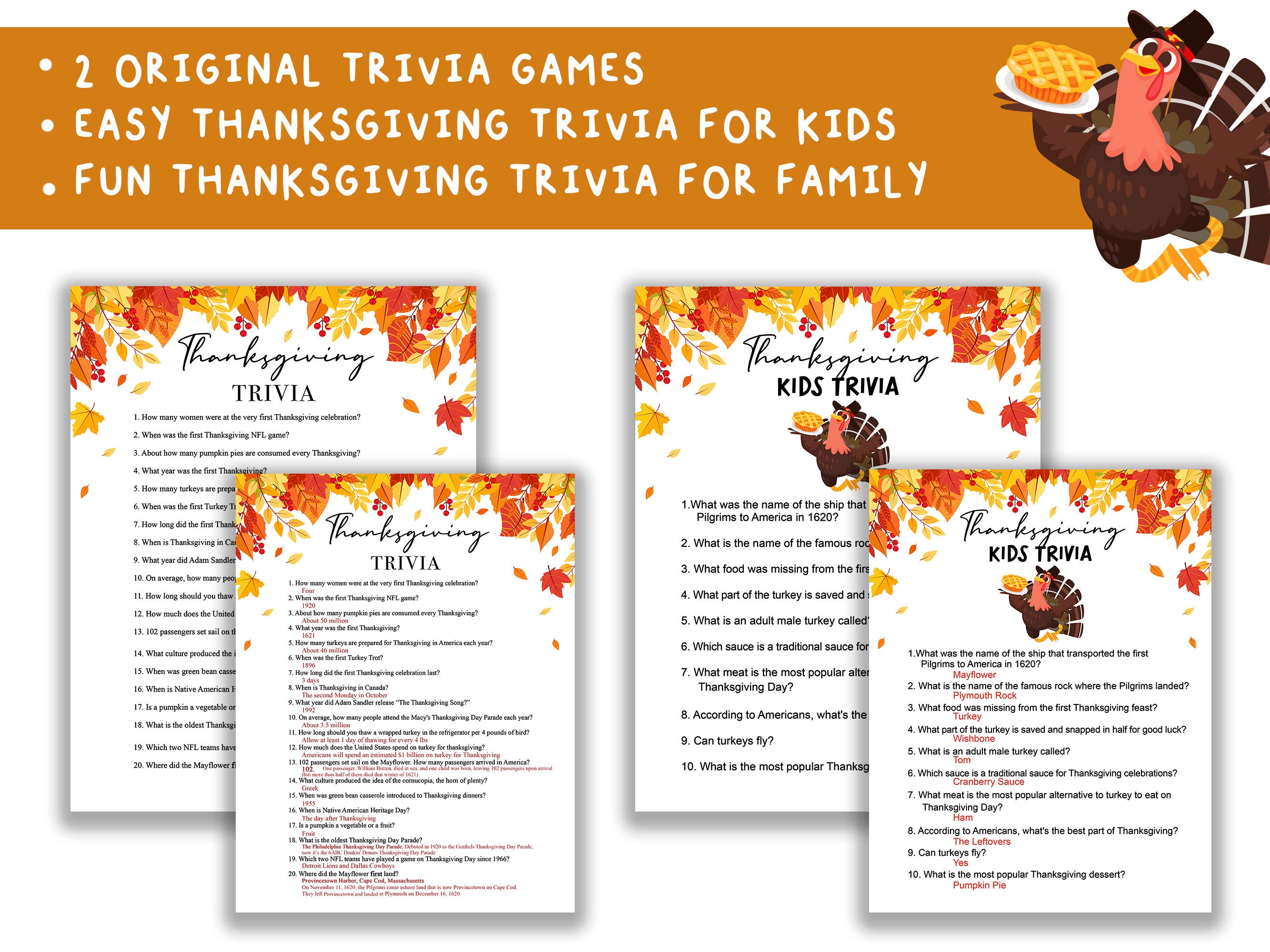 Thanksgiving Trivia Printable Games, Printable Thanksgiving Trivia ...
