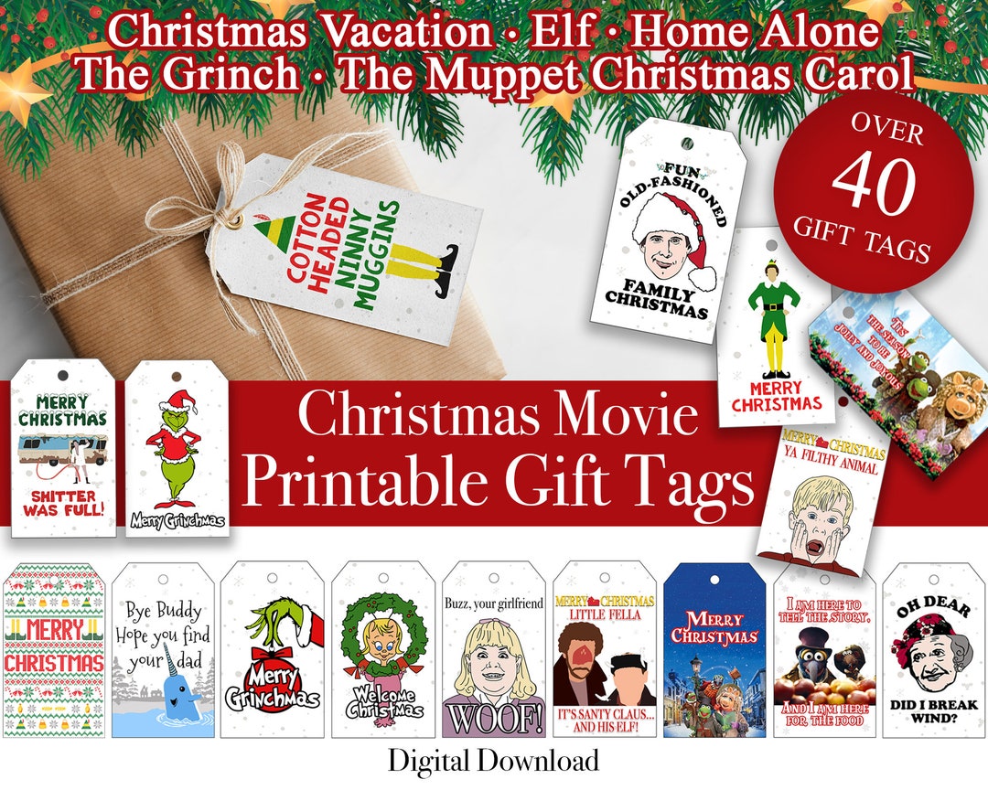Funny Christmas Gift Tags Printable Christmas Movie Holiday Gift Tags ...