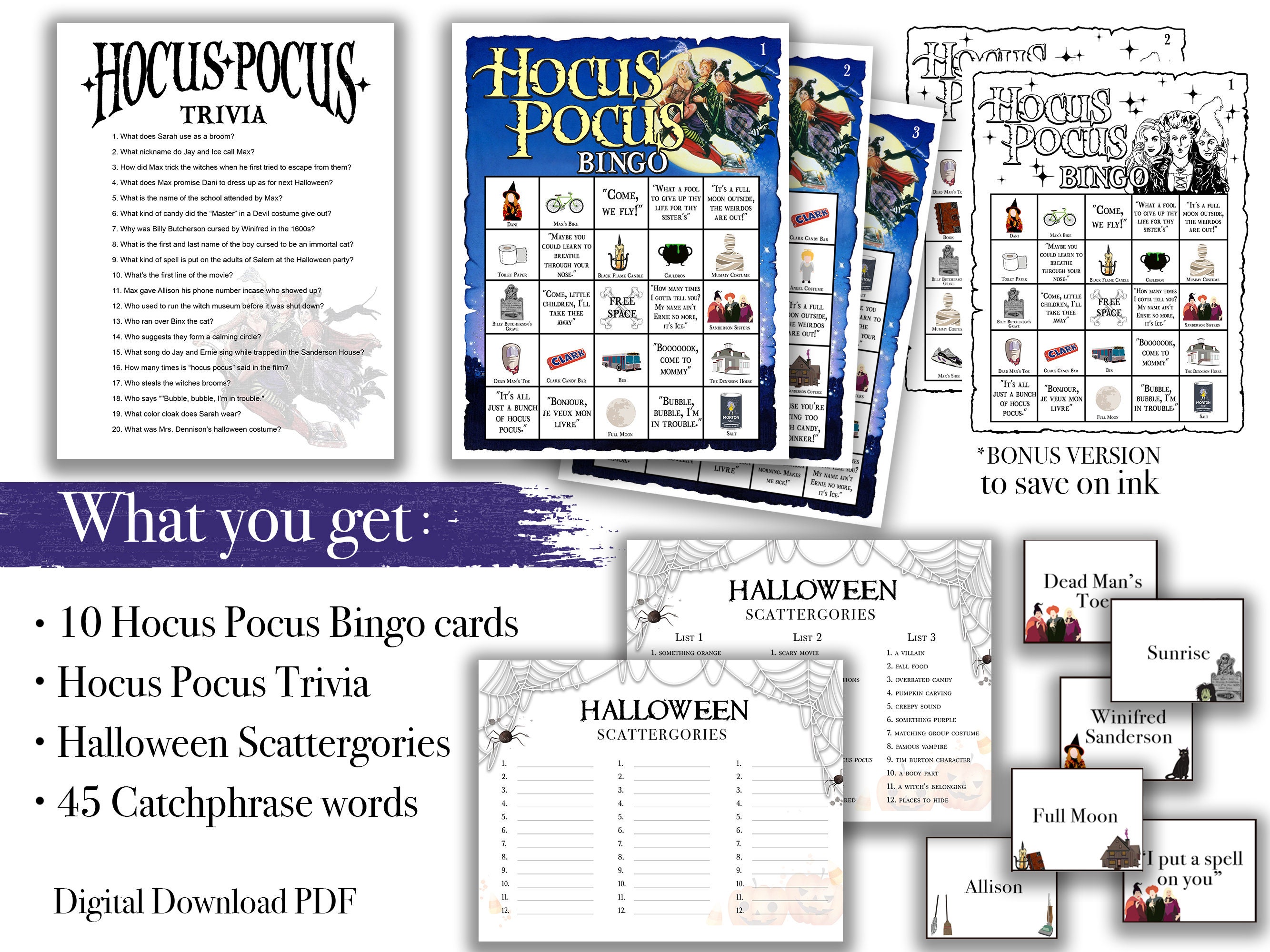 Hocus Pocus Party Printable Halloween Games, Printable Hocus Pocus ...