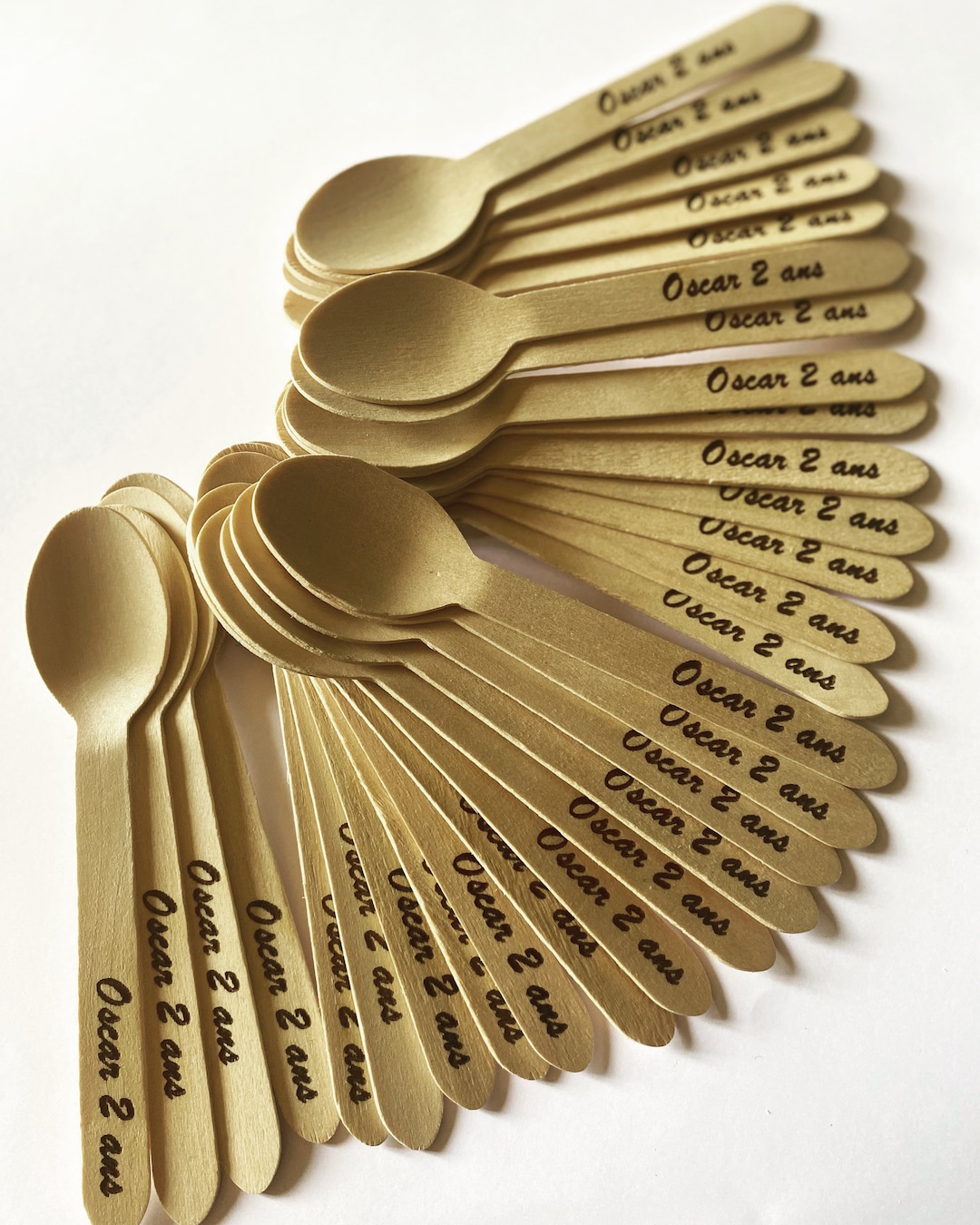Lot of Customizable Wooden Cutlery 0.35ct Piece, Spoons, Knives, Forks ...